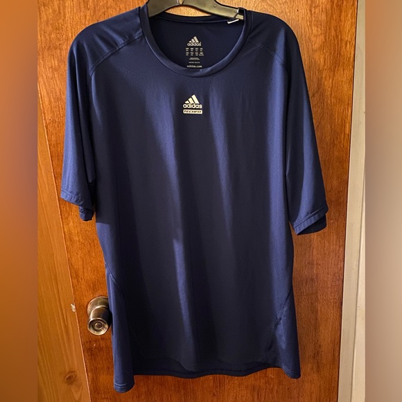 adidas | Shirts | Mens Navy Blue Tech Fit Climalite Short Sleeve Tee By ...